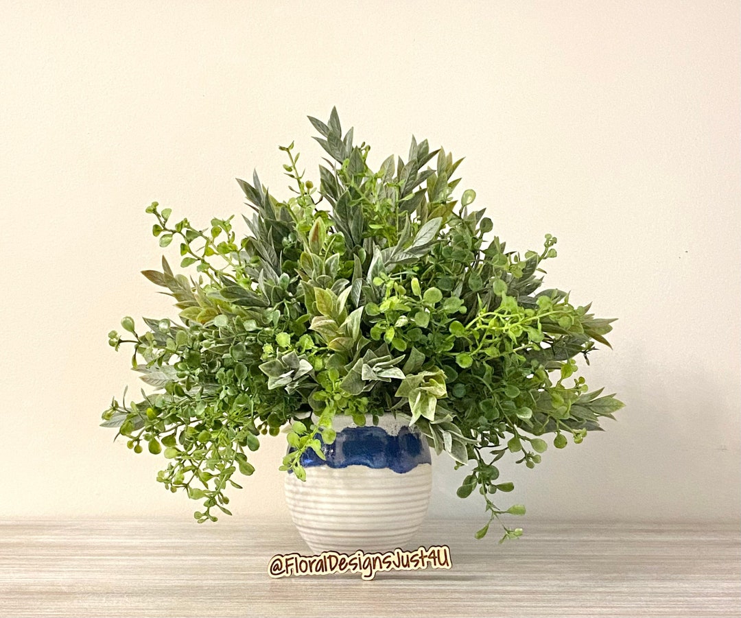 Modern Farmhouse Greenery Arrangement, Small Greenery Arrangement ...