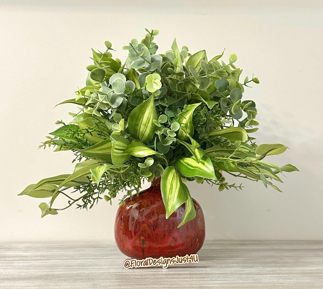 Greenery Planter Arrangement, Greenery Vase Arrangement, Faux Greenery ...