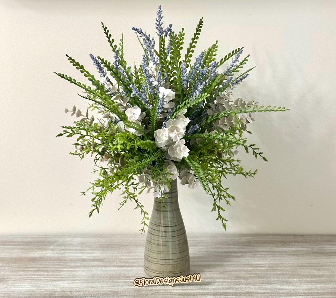 Artificial Greenery Arrangement With Faux Berry Wildflowers in a ...