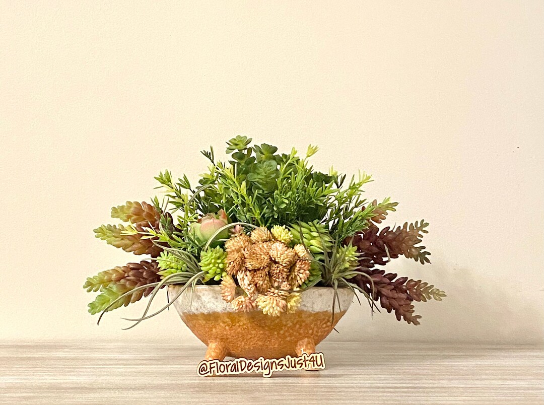 Farmhouse Succulent Arrangement, Greenery Centerpiece, Succulent ...