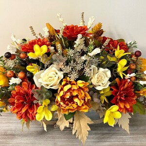 Large Fall Farmhouse Centerpiece Autumn Flower Arrangement - Etsy
