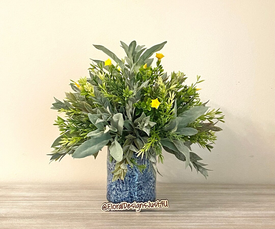 Modern Farmhouse Greenery Table Decor, Greenery Arrangement, Kitchen ...