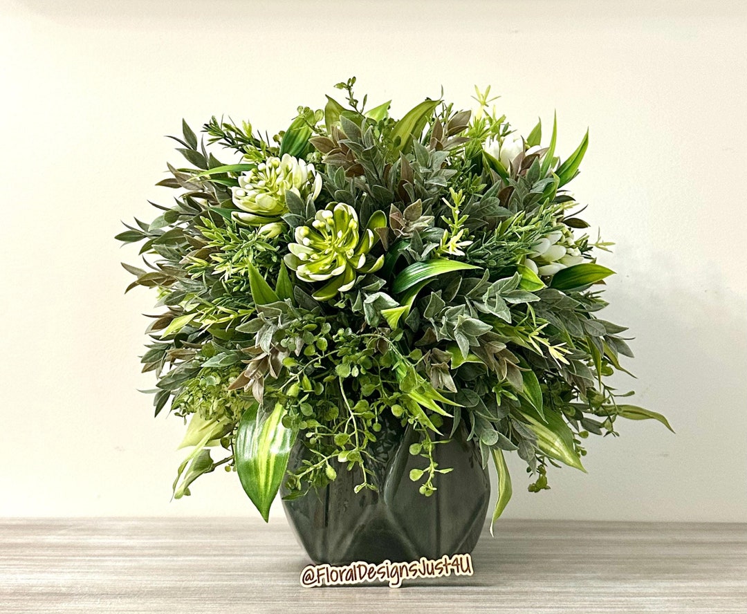 Farmhouse Greenery Arrangement, Modern Farmhouse Centerpiece, Unique ...
