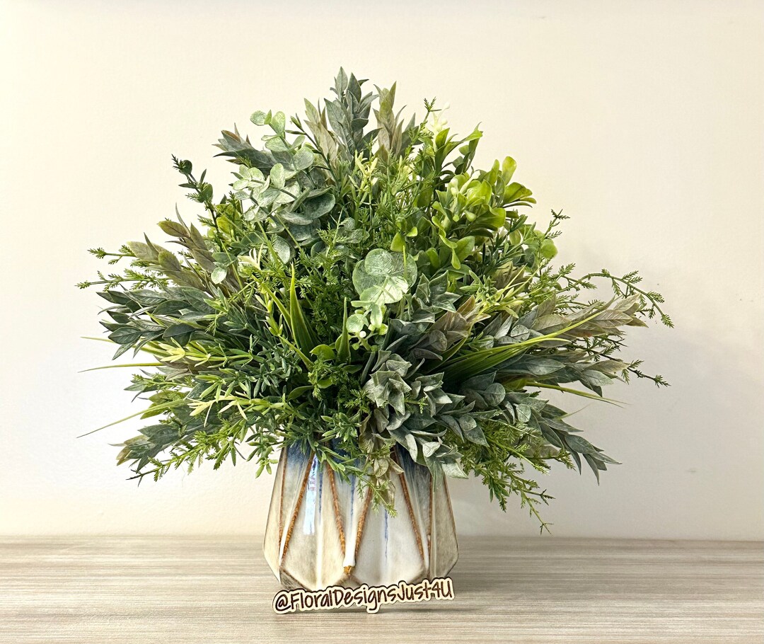 Farmhouse Greenery Centerpiece, Modern Farmhouse Arrangement, Unique ...