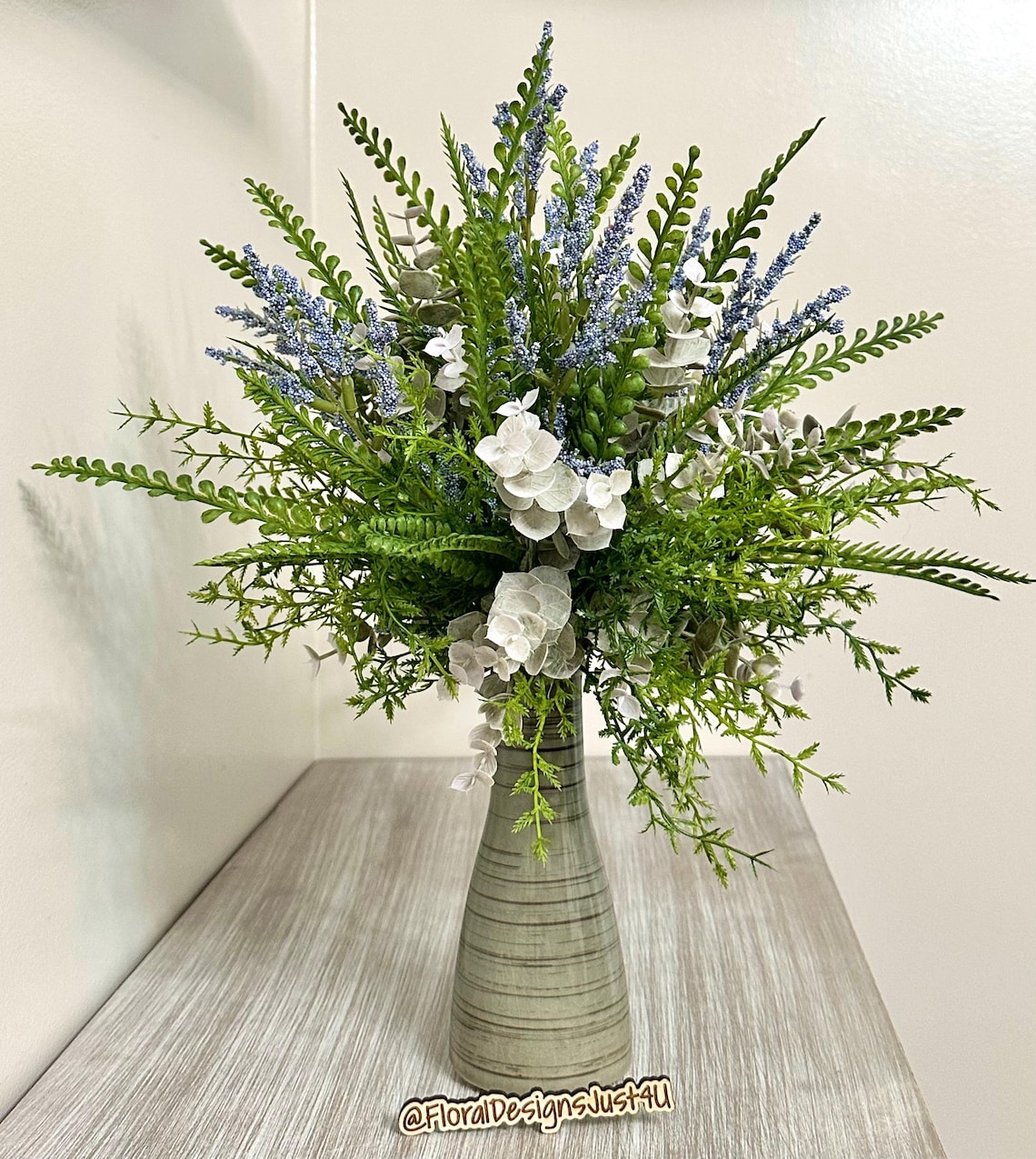 Artificial Greenery Arrangement With Faux Berry Wildflowers in a ...