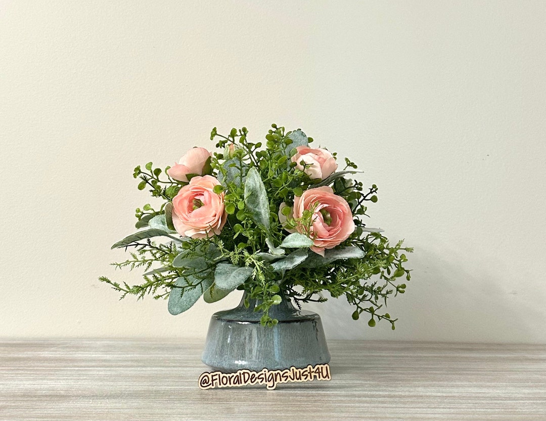 Small Farmhouse Floral Arrangement, Small Table Arrangement, Pink ...