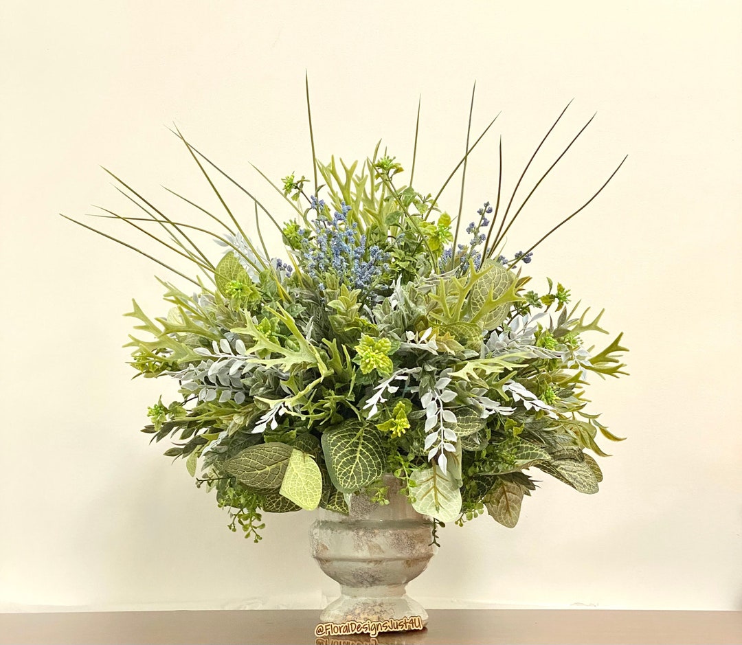 Large Greenery Arrangement, Elegant Farmhouse Greenery Centerpiece ...