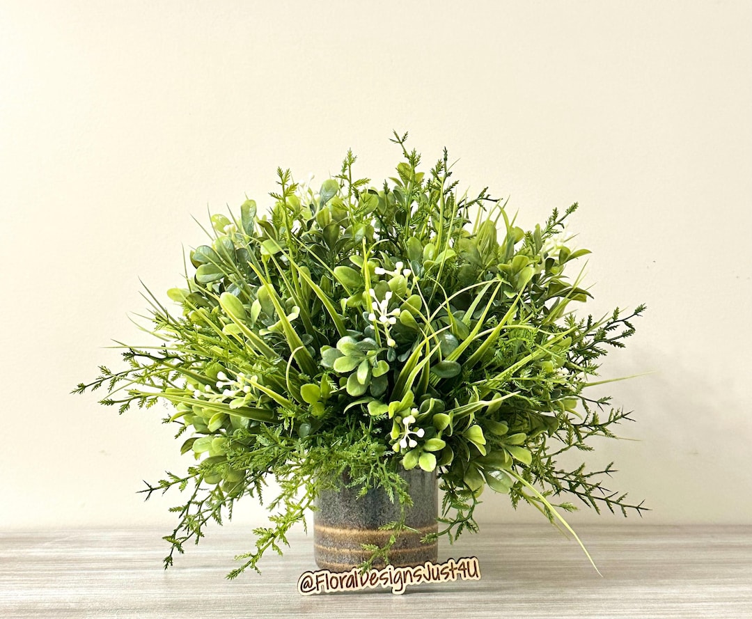 Farmhouse Greenery Arrangement, Greenery Planter, Greenery Arrangement ...