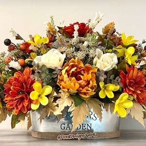 Large Fall Farmhouse Centerpiece Autumn Flower Arrangement - Etsy