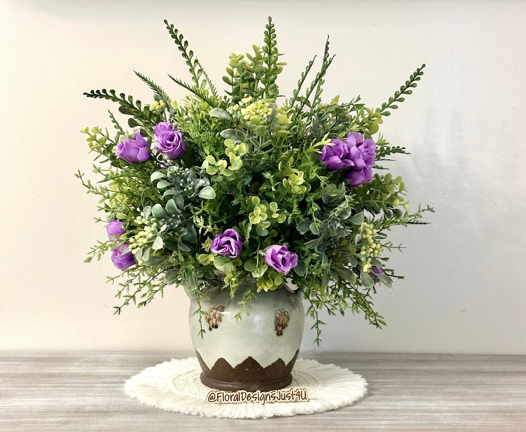 Farmhouse Greenery Arrangement, Country-style Greenery Centerpiece ...