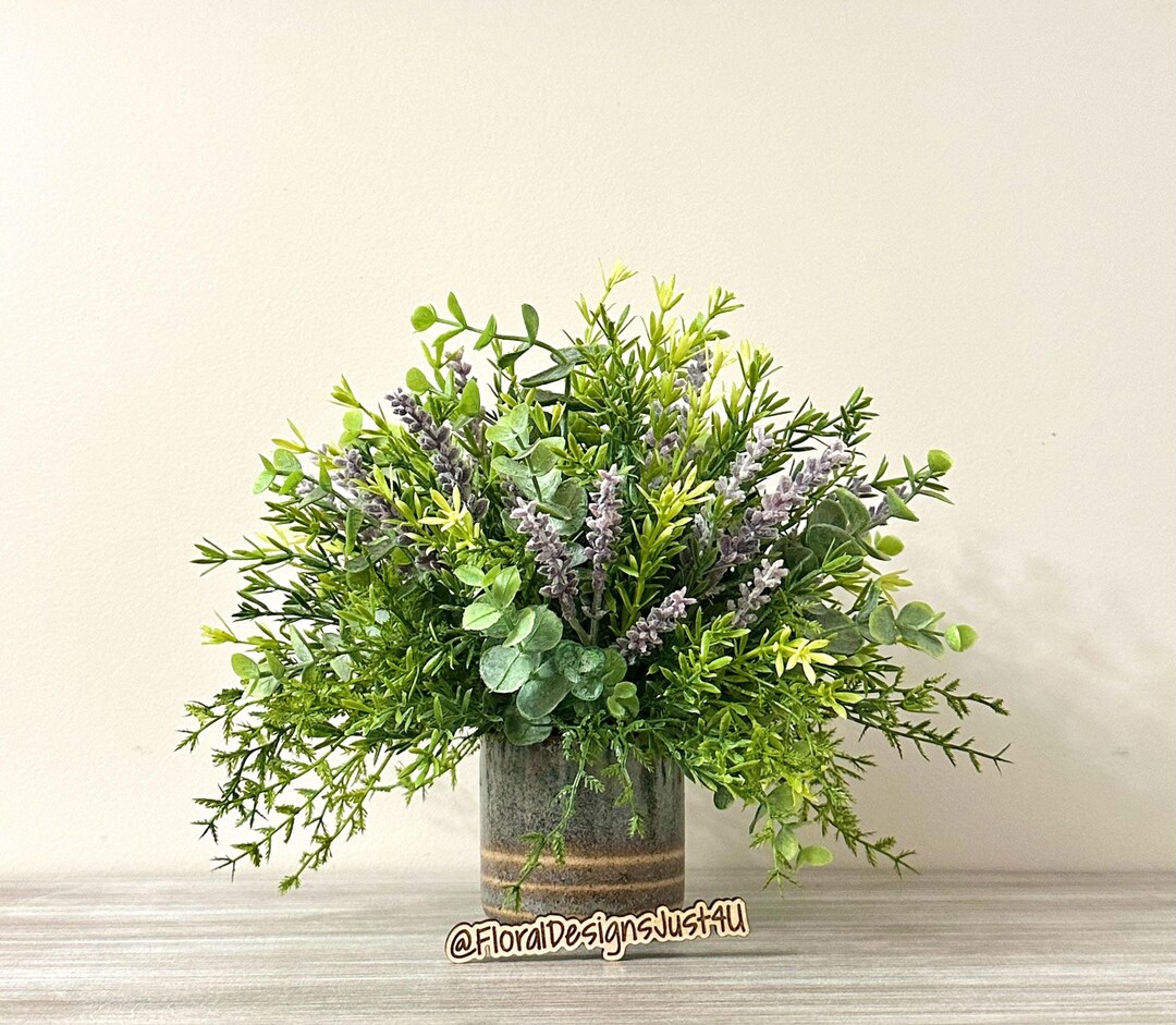 Farmhouse Greenery Arrangement, Small Greenery Planter, Greenery ...
