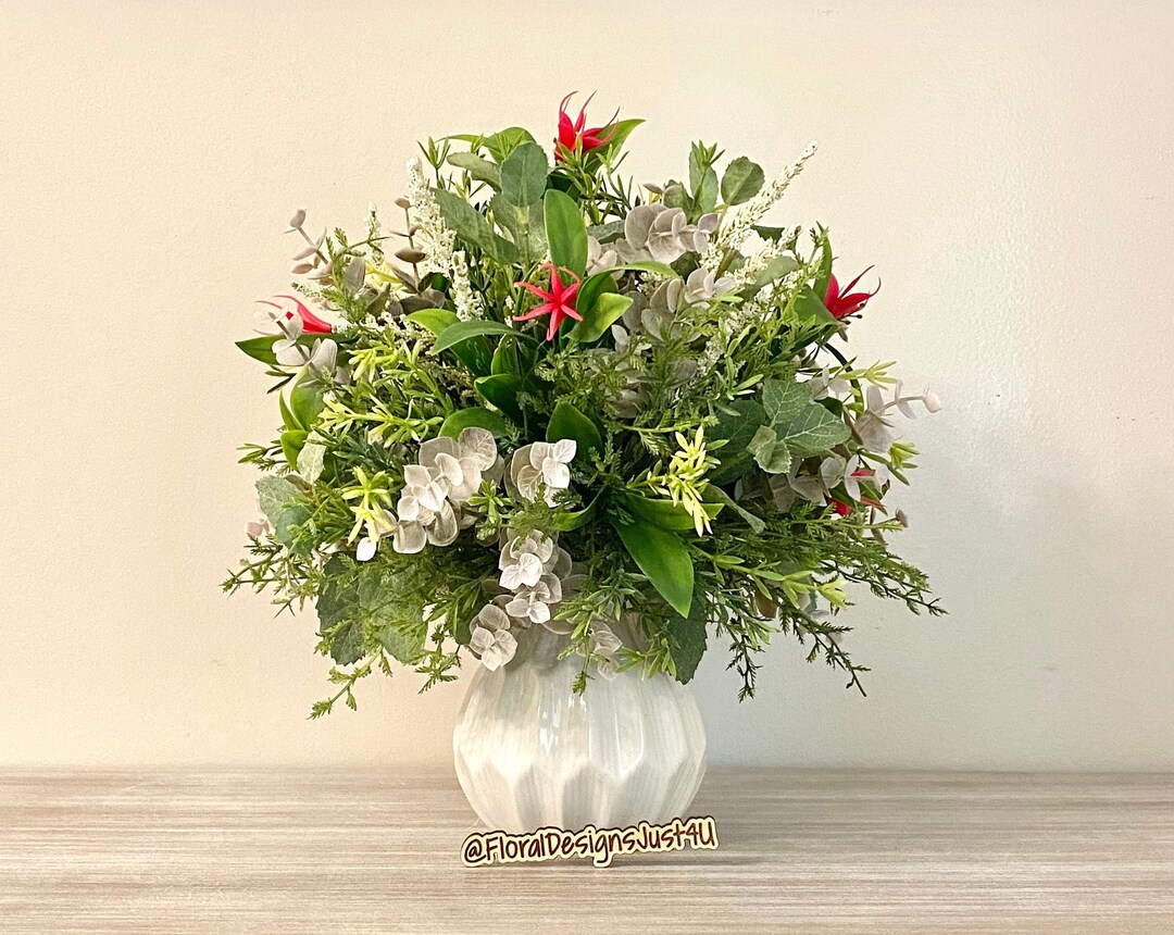 Modern Farmhouse Greenery Centerpiece, Farmhouse Greenery Arrangement ...