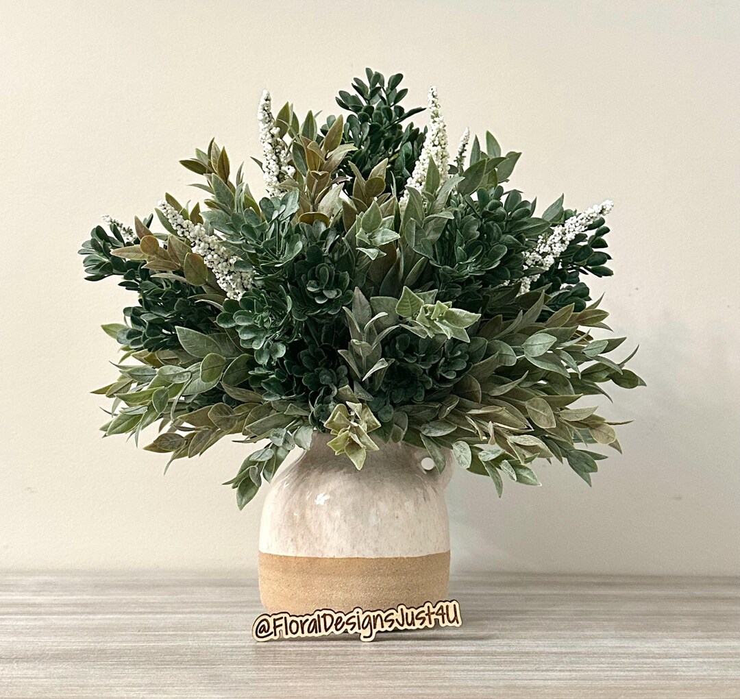 Modern Farmhouse Style Greenery Arrangement, Faux Greenery Planter ...