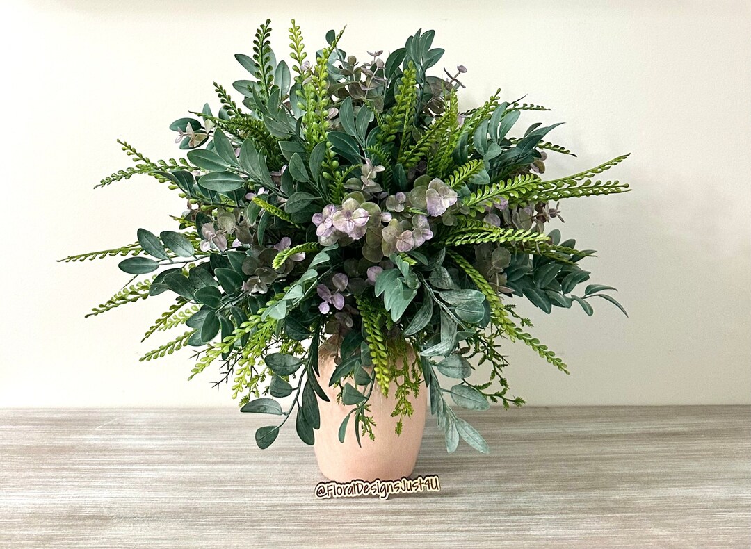 Modern Farmhouse Greenery Floral Arrangement, Greenery Table ...