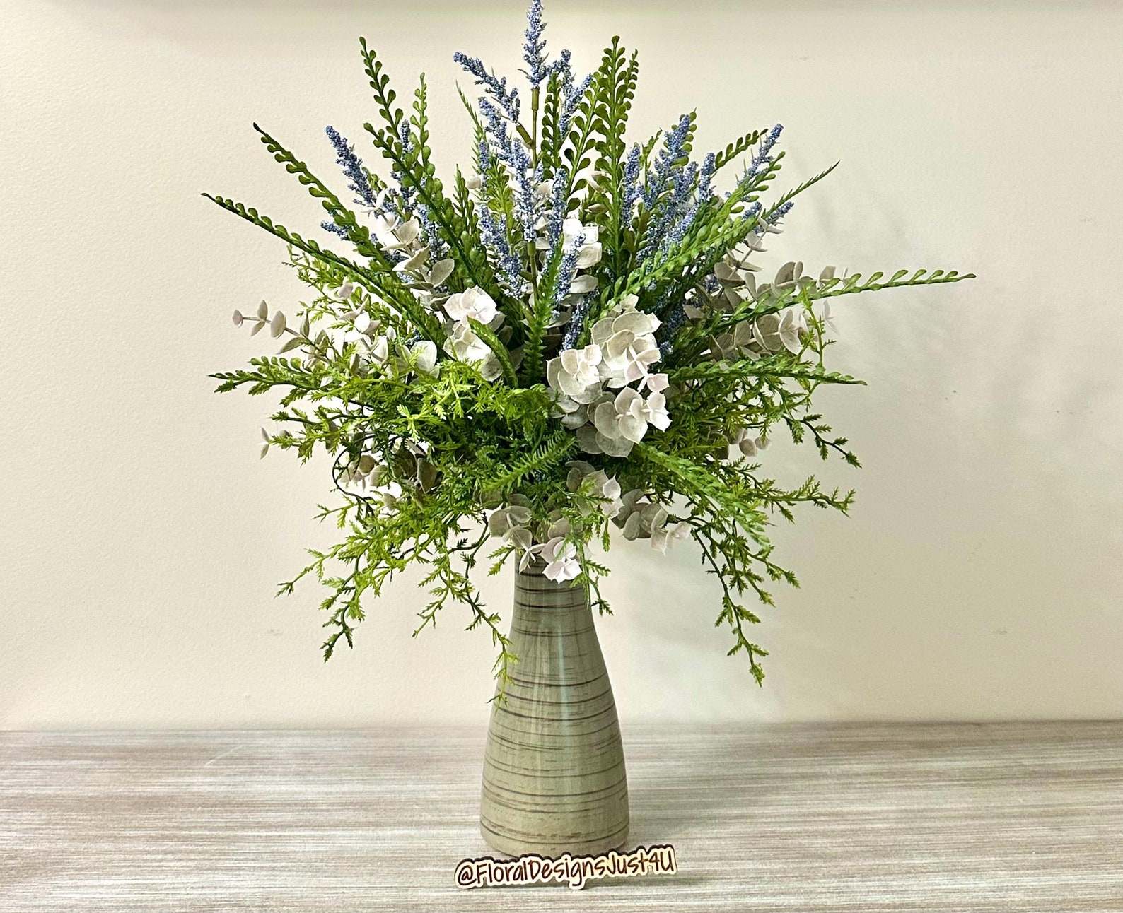 Artificial Greenery Arrangement With Faux Berry Wildflowers in a ...