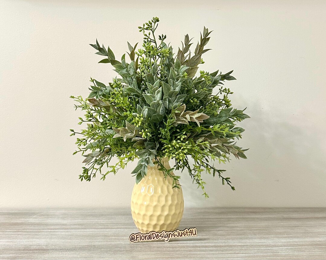 Modern Farmhouse Greenery Arrangement, Farmhouse Greenery Centerpiece ...