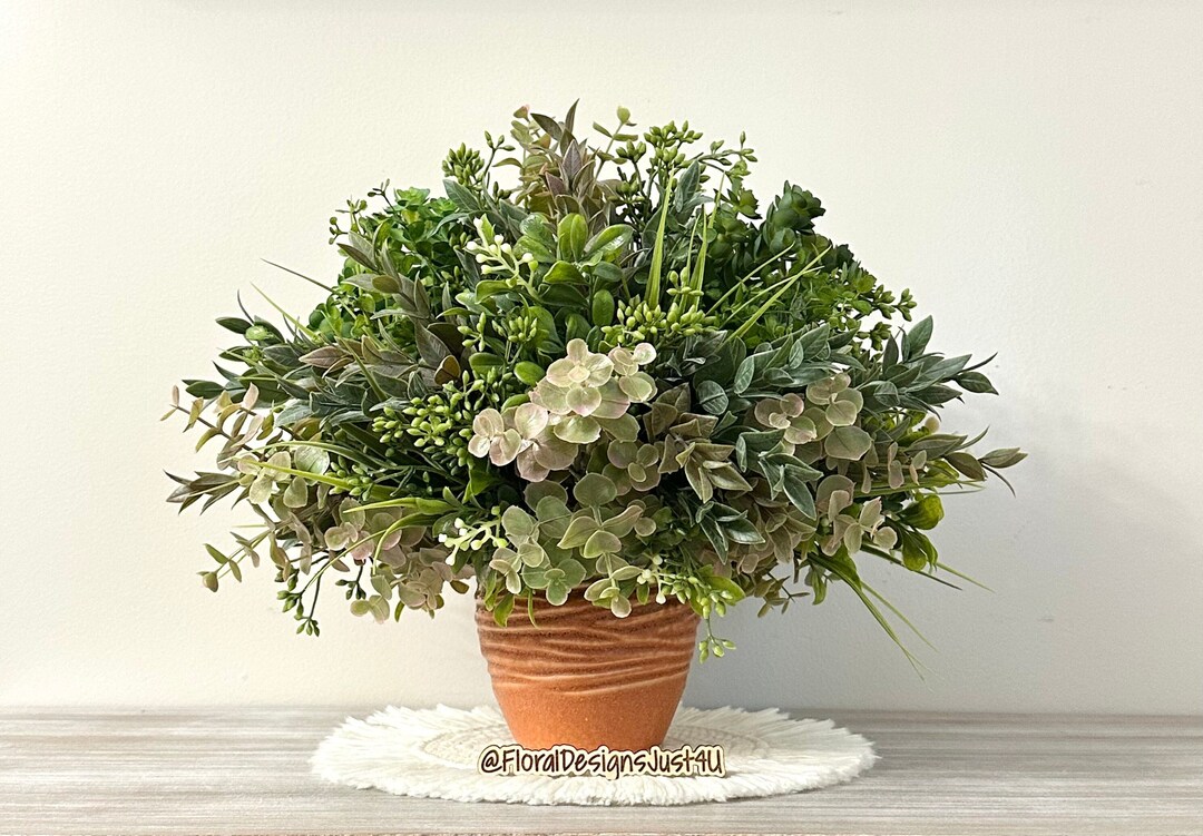 Farmhouse Greenery Centerpiece, Fake Plants, Succulent/greenery ...