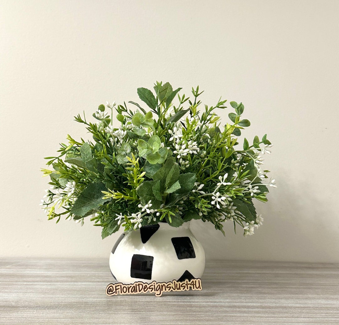 Farmhouse Style Greenery Centerpiece, Small Plant Arrangement, Greenery ...