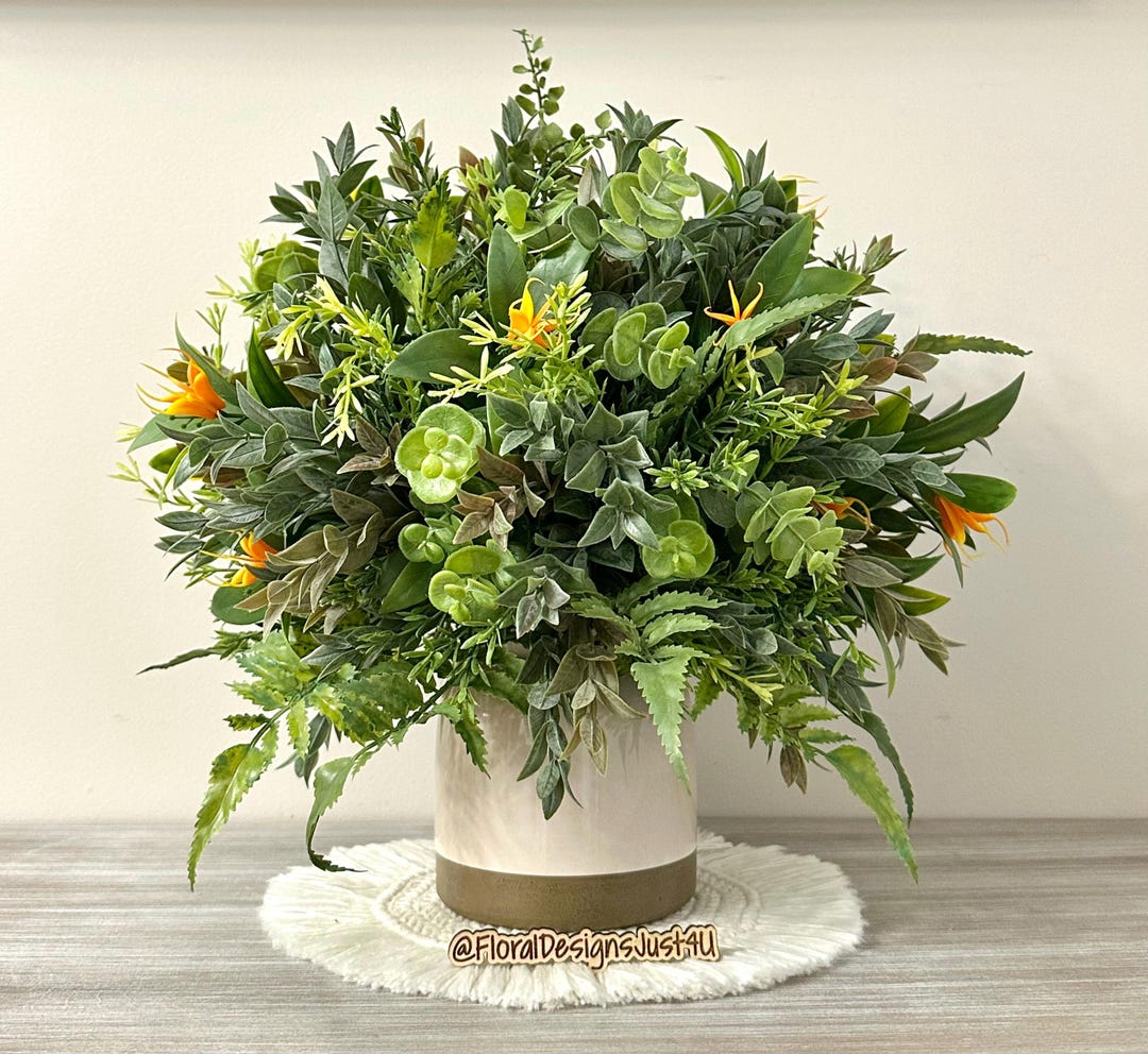 Farmhouse Greenery Centerpiece, Modern Farmhouse Arrangement, Unique ...