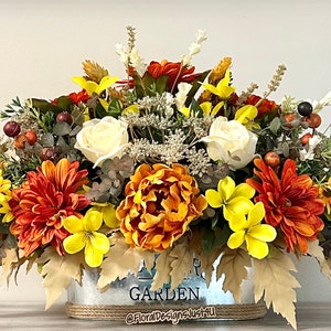 Large Fall Farmhouse Centerpiece Autumn Flower Arrangement - Etsy