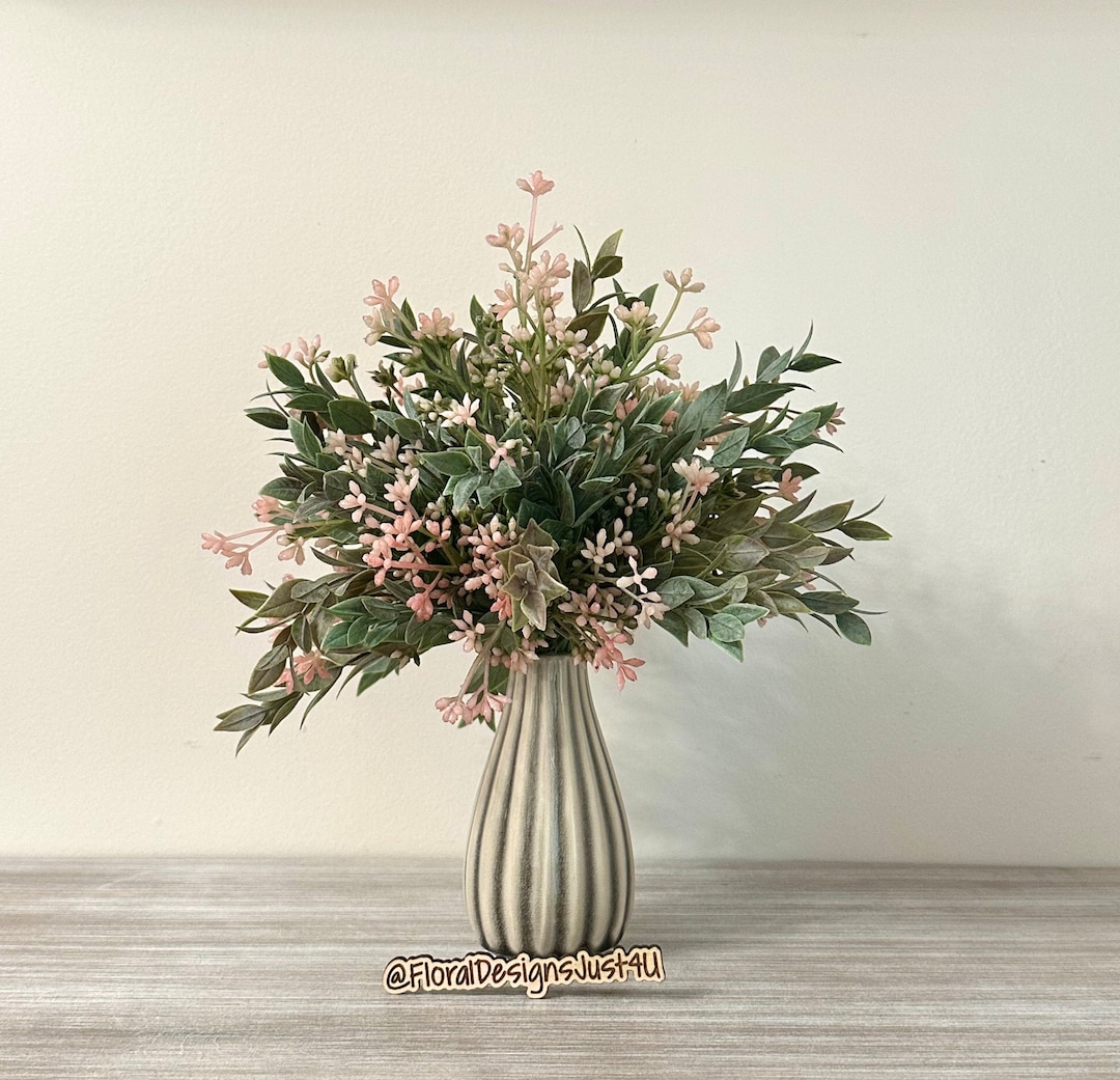 Modern Farmhouse Floral Greenery Arrangement, Small Greenery Vase ...