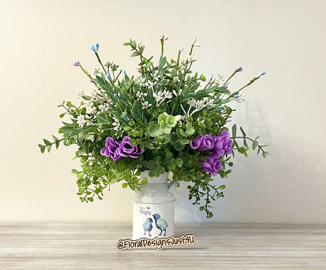 Easter Greenery Arrangement, Small Spring Flower Arrangement, Easter ...