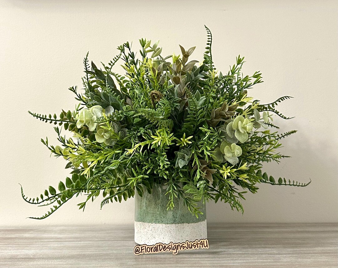 Farmhouse Greenery Arrangement, Modern Farmhouse Centerpiece, Unique ...