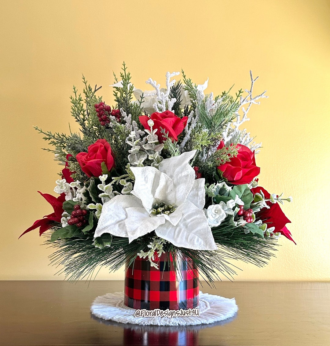 Christmas Arrangement, Holiday Centerpiece, Christmas Centerpiece in ...
