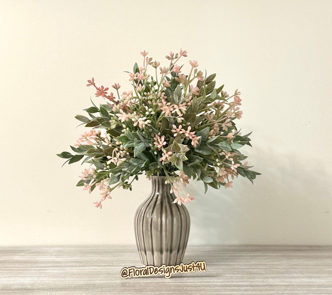 Modern Farmhouse Floral Greenery Arrangement, Small Greenery Vase ...