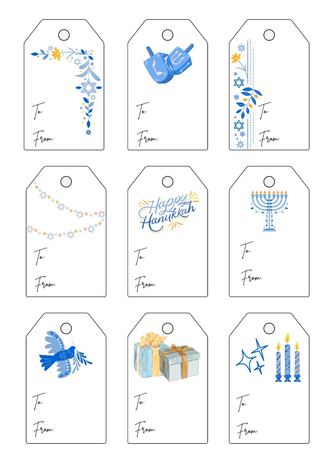Hanukkah Gift Tags - Etsy