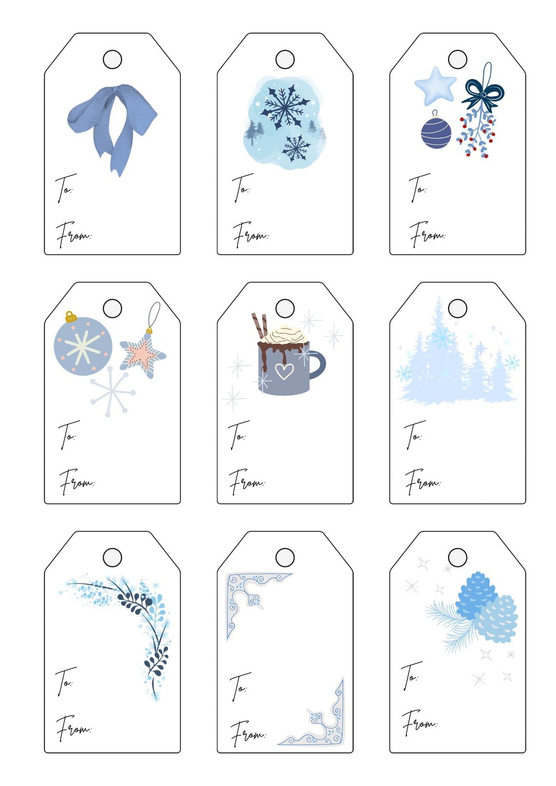 Blue Christmas Gift Tags - Etsy