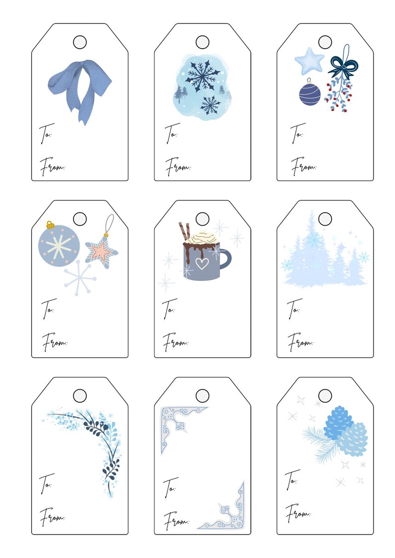 Blue Christmas Gift Tags - Etsy