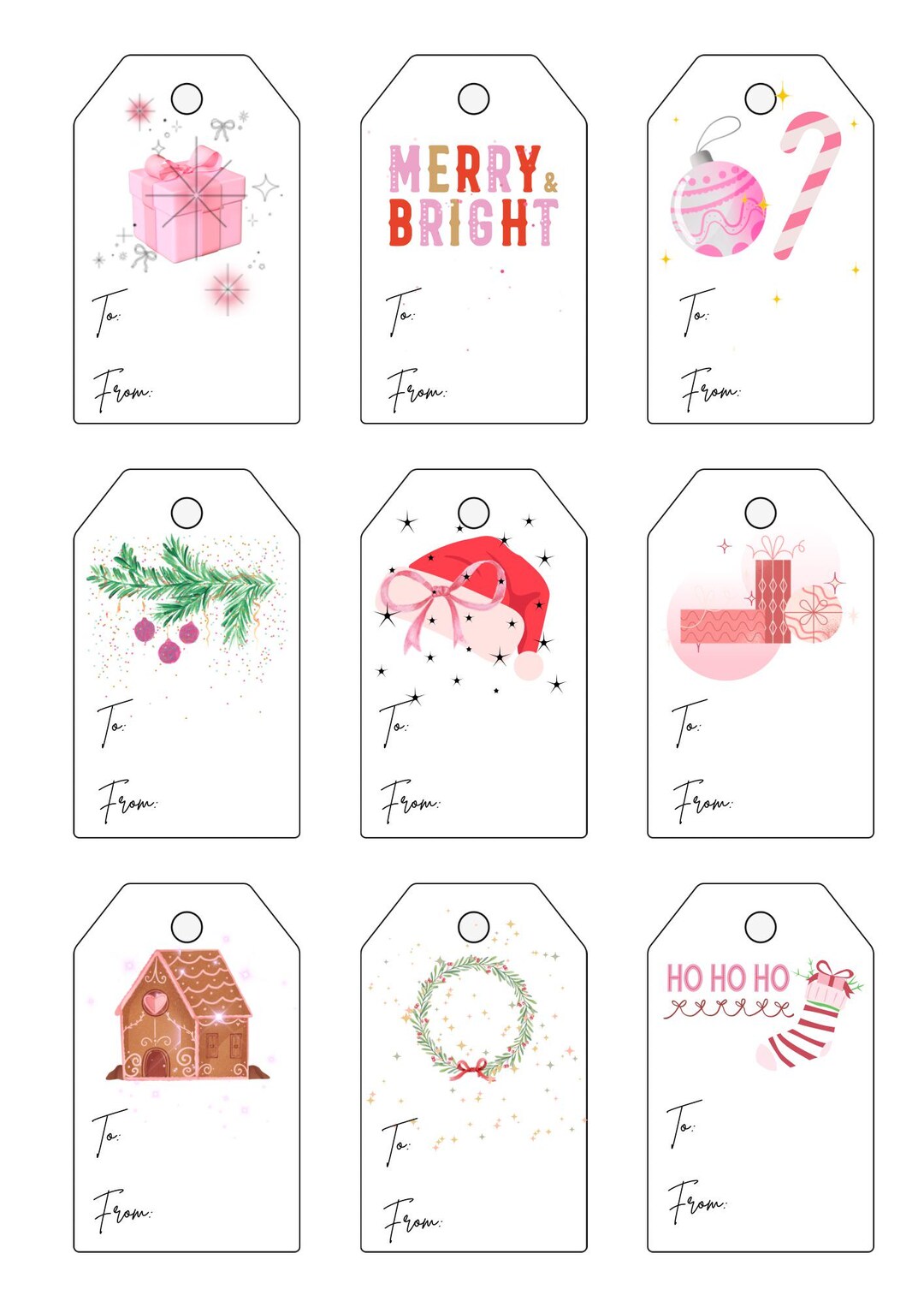 Pink Christmas Gift Tag - Etsy