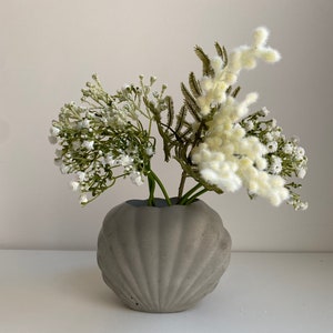 Large Concrete Shell Vase | Scallop Seashell Display Bud Vase ...