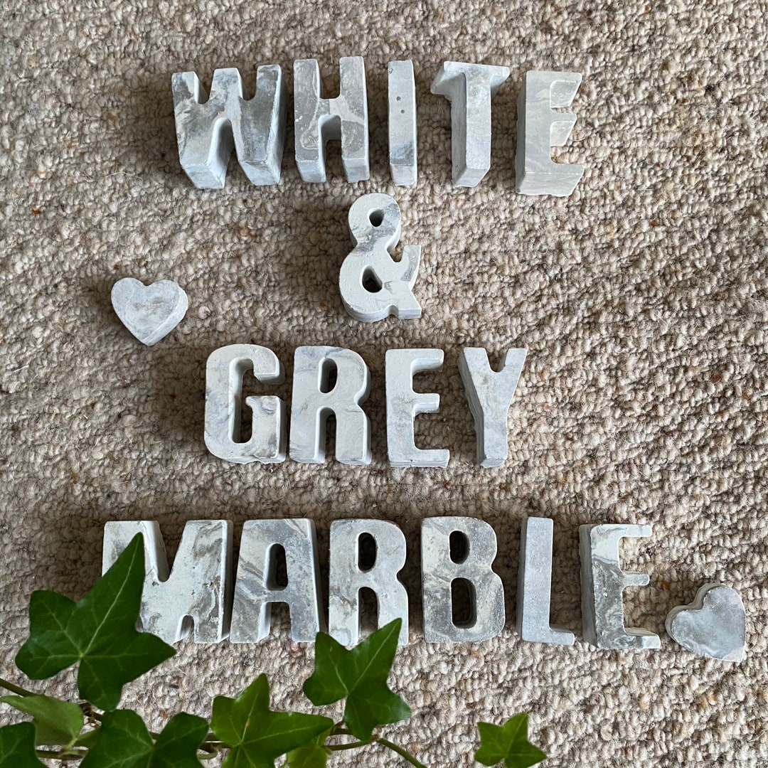 Concrete Letters | Personalised Letters | Grey and White Marble - Etsy