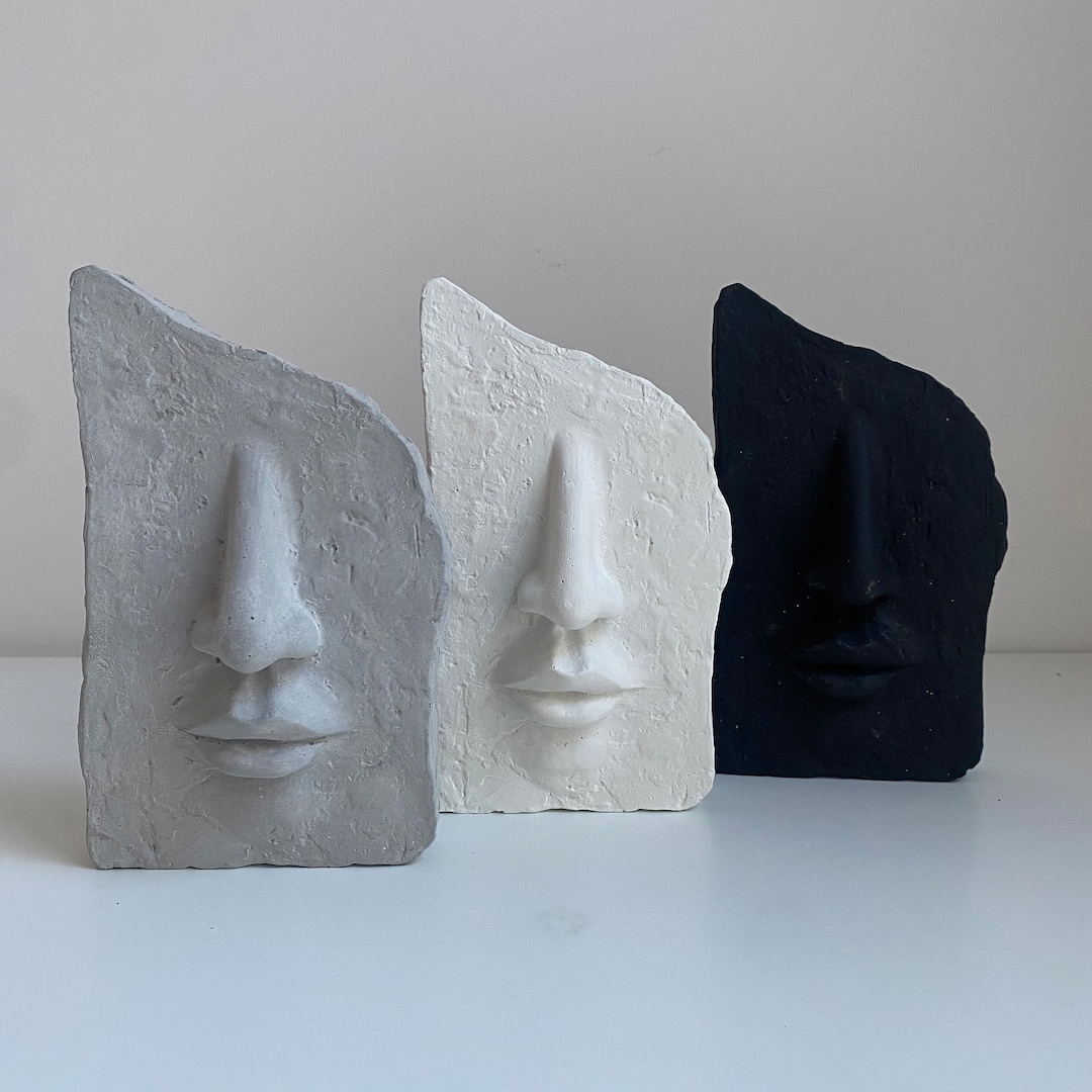 Freestanding Concrete Face Ornament | Face Sculpture | Home Decor - Etsy