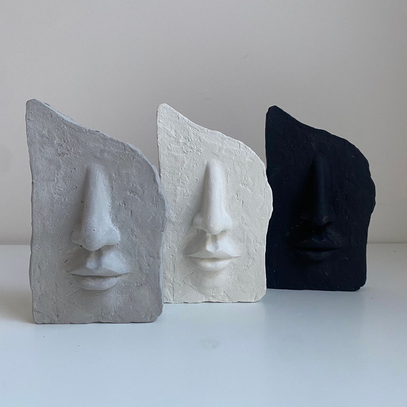 Freestanding Concrete Face Ornament Face Sculpture Home - Etsy