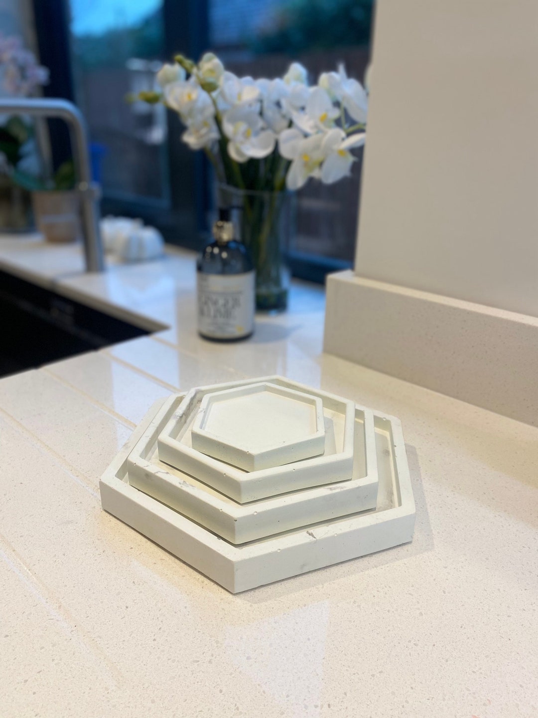 Multiple Sizes Concrete Hexagon Decorative Tray | Display Tray ...