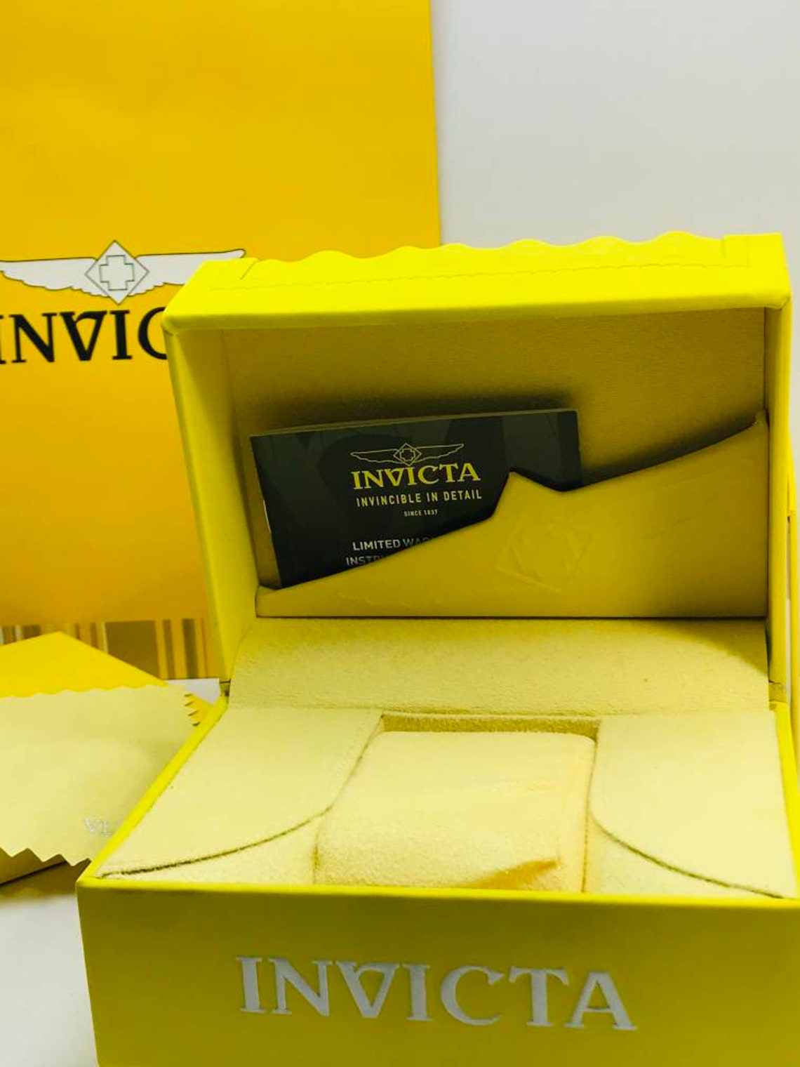 Luxury Yellow Invicta Watch Box New with carton sleeve outer | Etsy