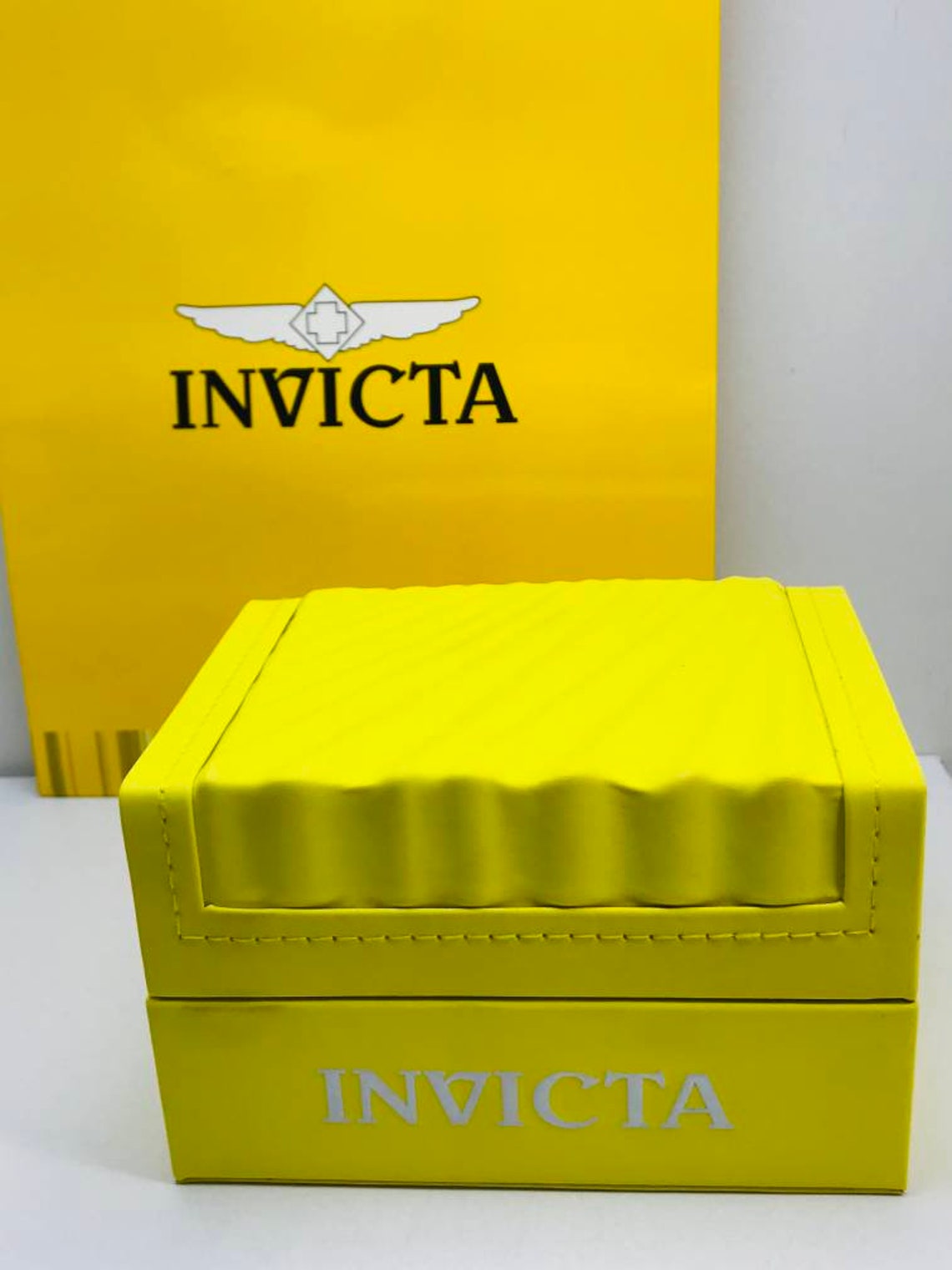 Luxury Yellow Invicta Watch Box New with carton sleeve outer | Etsy