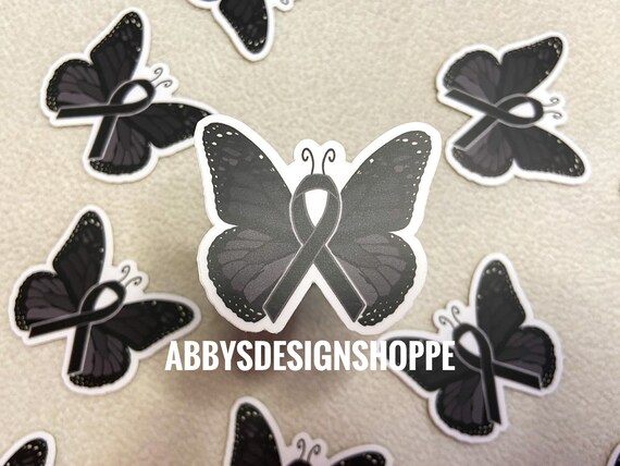 Mini Black Skin Cancer Ribbon Sticker Butterfly Cancer | Etsy