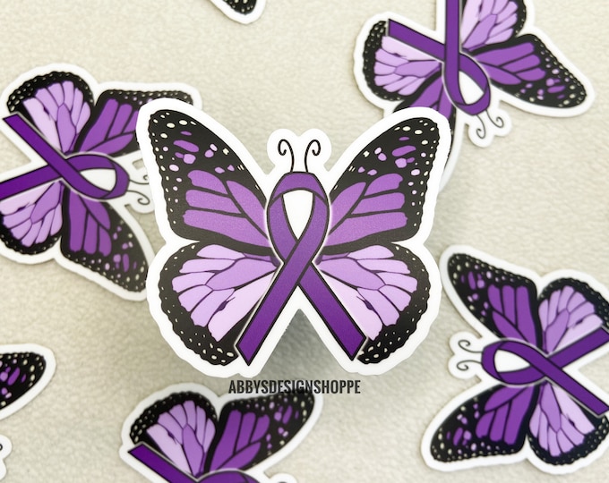 Purple Butterfly Pancreatic Cancer Awareness Waterproof Sticker Support ...