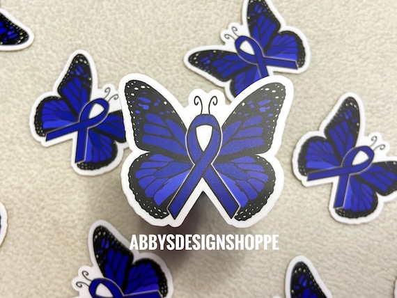 Mini Blue Cancer Ribbon Butterfly Cancer Awareness Colon | Etsy