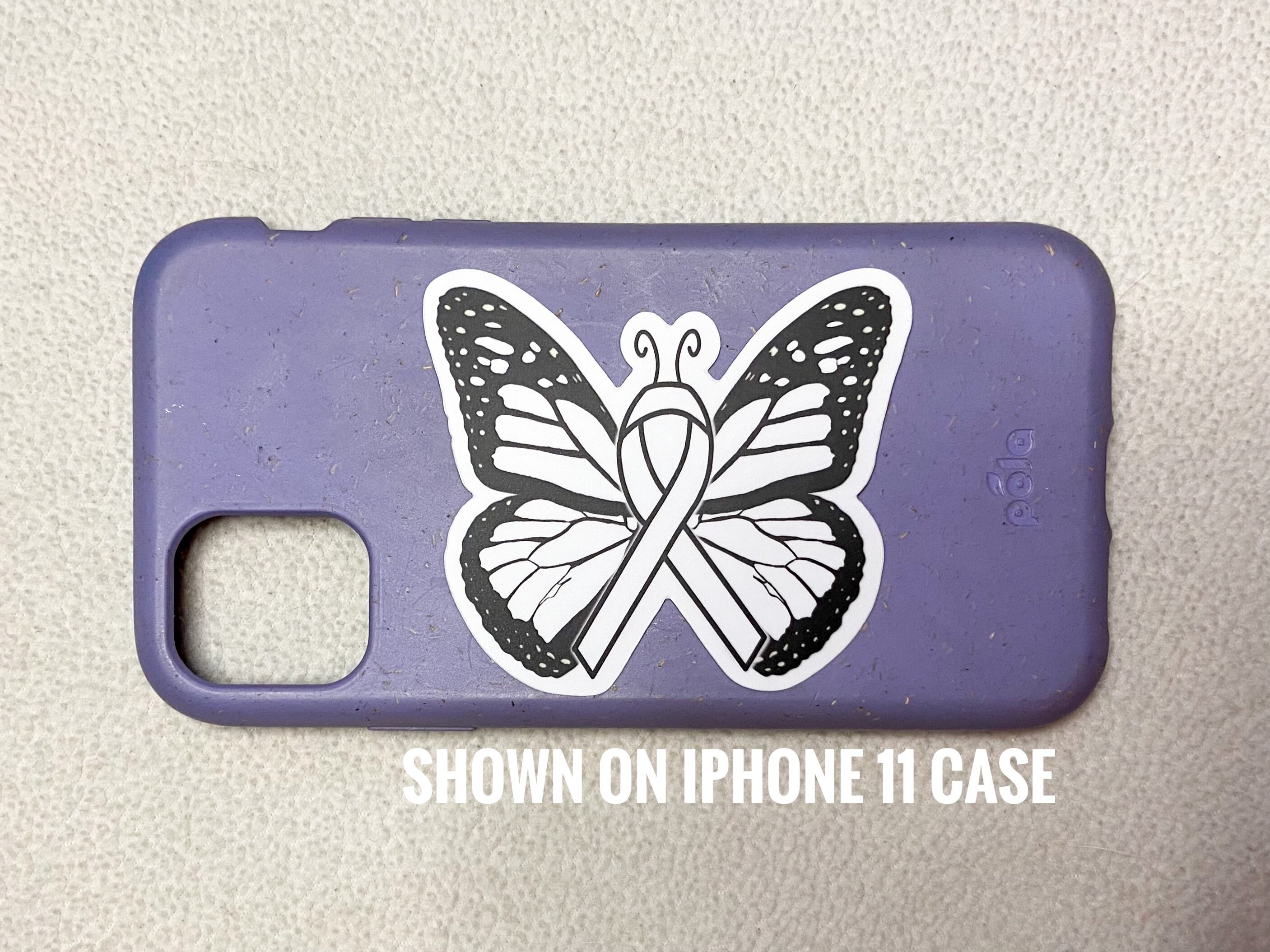 White Lung Cancer Ribbon Sticker Butterfly Cancer Ribbon - Etsy