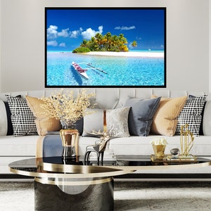 Caribbean Island Art, Landscape Framed Canvas Print, House Warming Gift ...