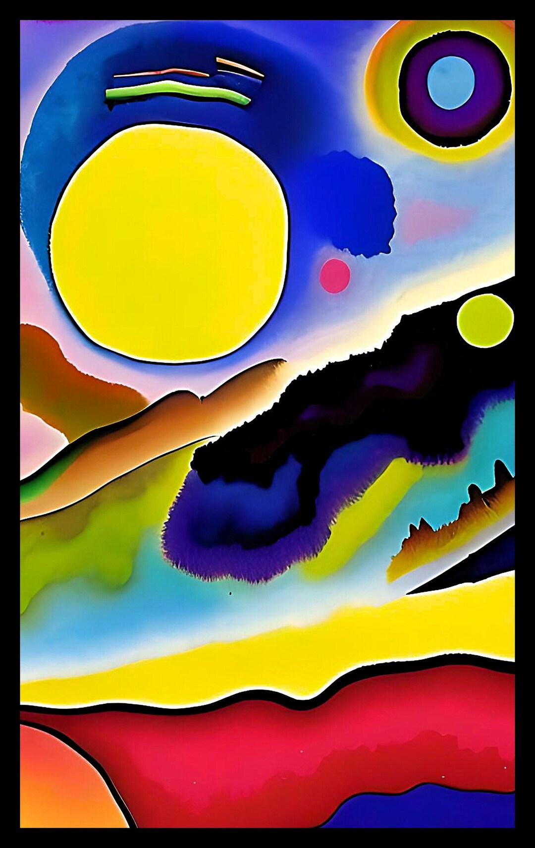 Kandinsky Style Abstract Geometric Shapes, Modern Wall Art, Canvas ...