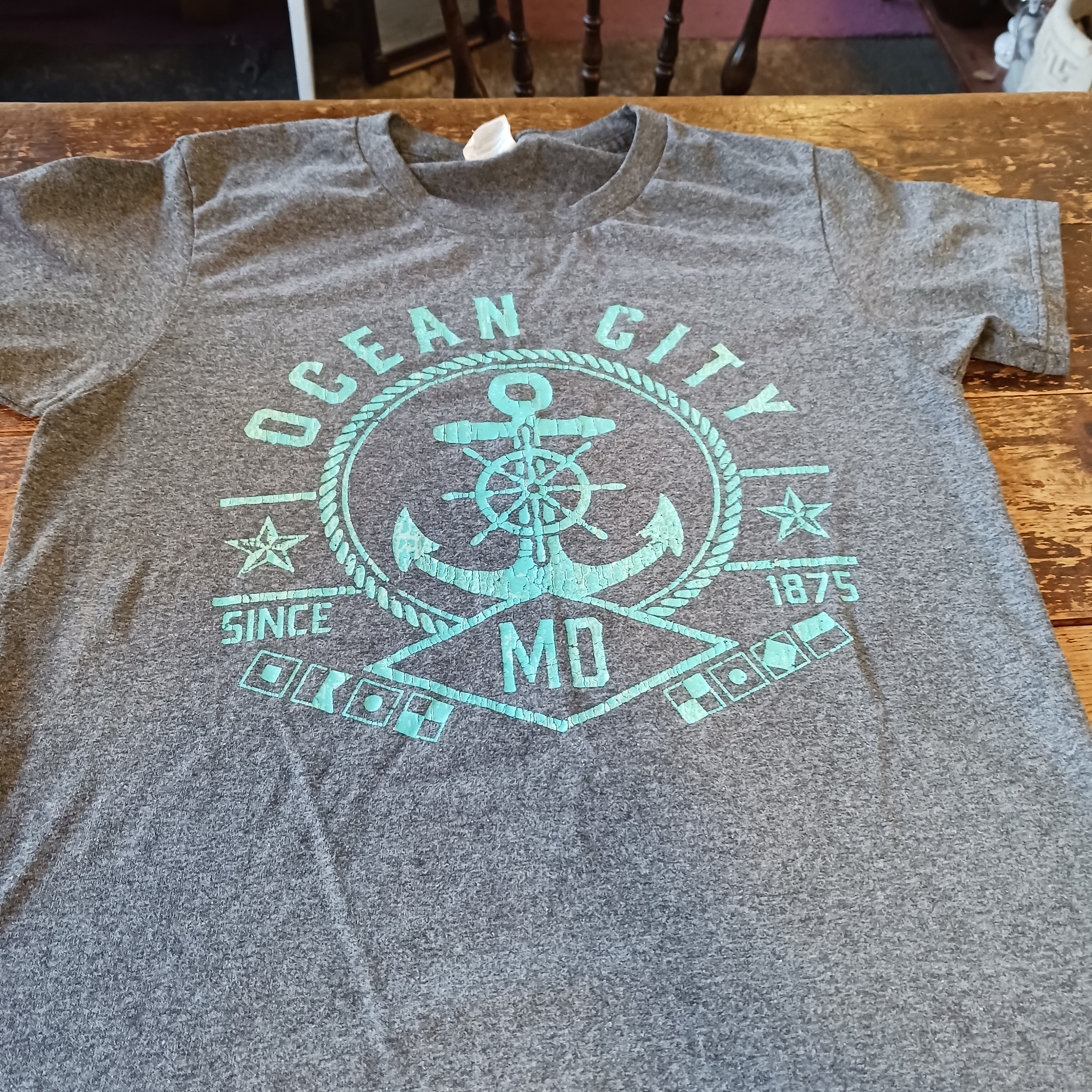 Ocean City MD Grey Souvenir T-shirt W Turqoise Design - Etsy