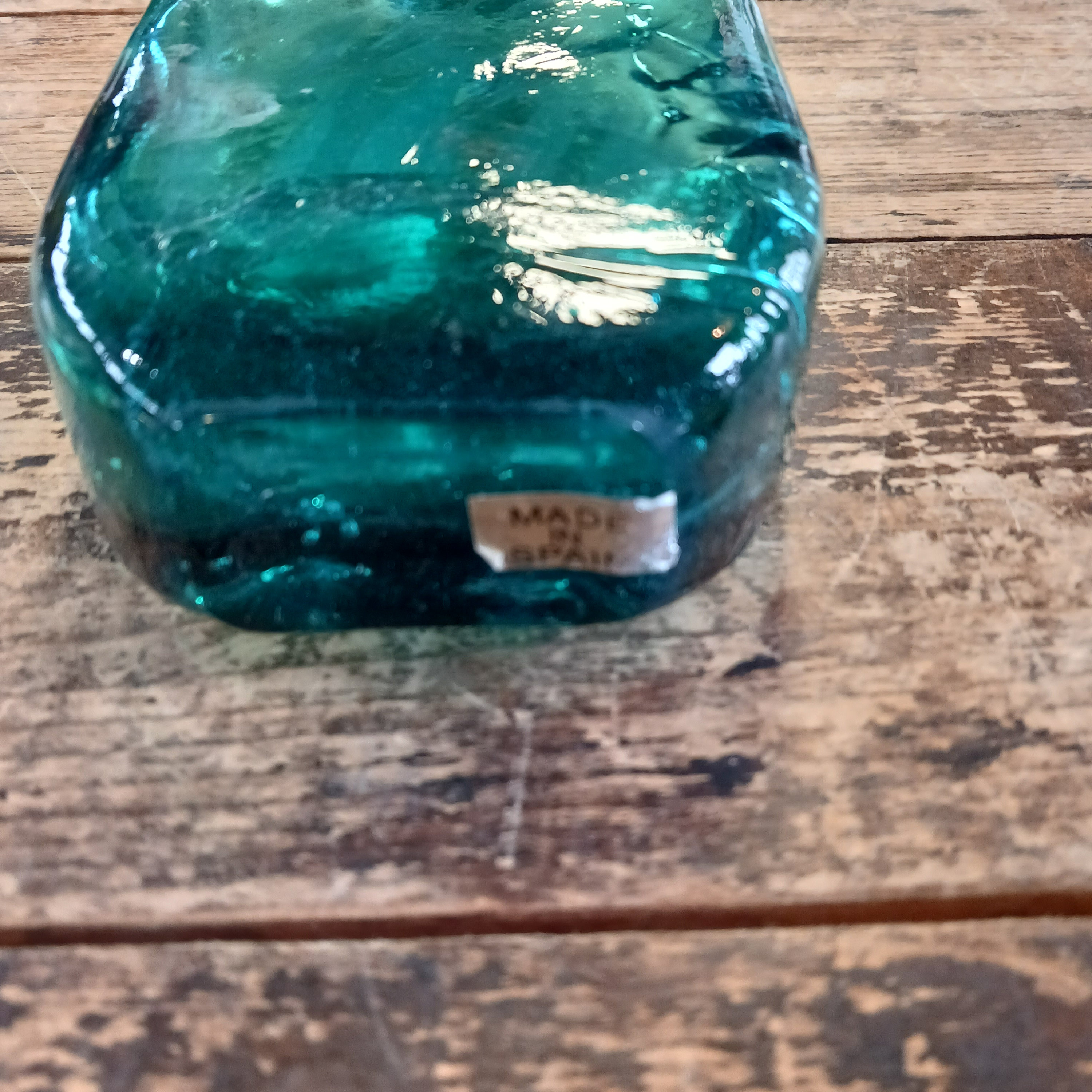Teal Blown Glass Bottle With Cork Stopper Etsy