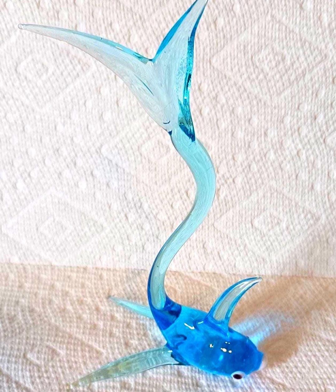 Murano Like Glass Blue Fish With Ling Tail - Etsy