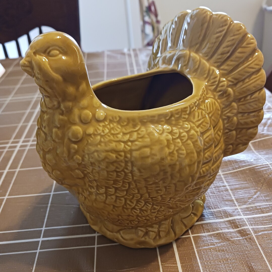 Maize Colored Ceramic Turkey Planter - Etsy